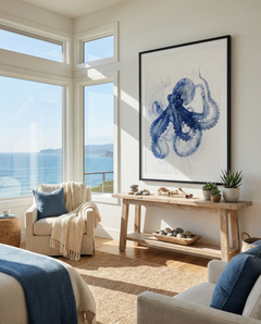 Octopus X-Ray Art Print - Ethereal Ocean Wall Art by Alderluxe