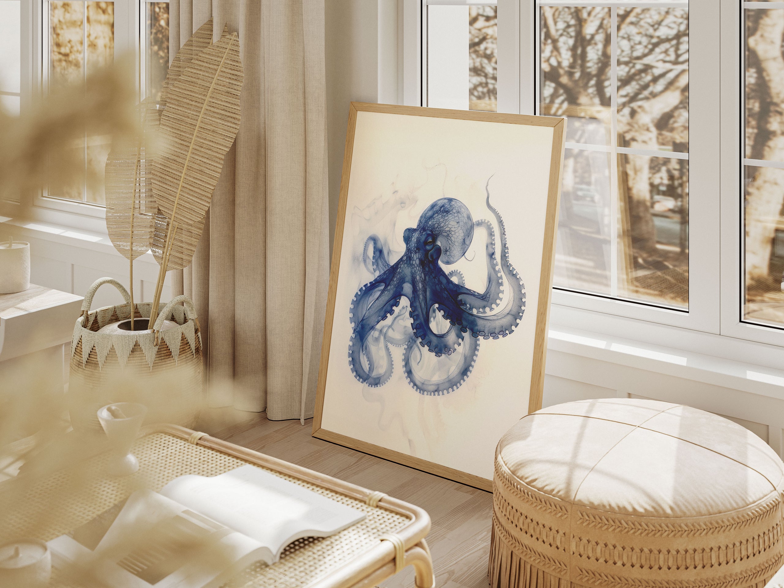 Octopus X-Ray Art Print - Ethereal Ocean Wall Art by Alderluxe