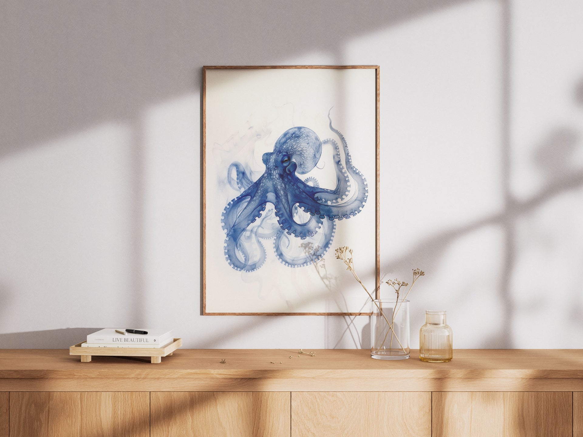 Octopus X-Ray Art Print - Ethereal Ocean Wall Art by Alderluxe